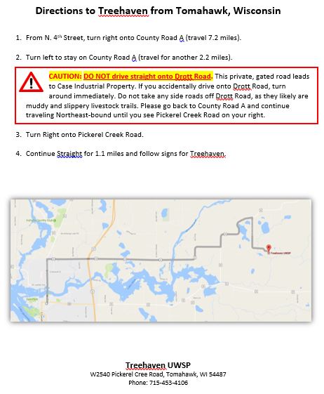 Directions - Treehaven | UWSP